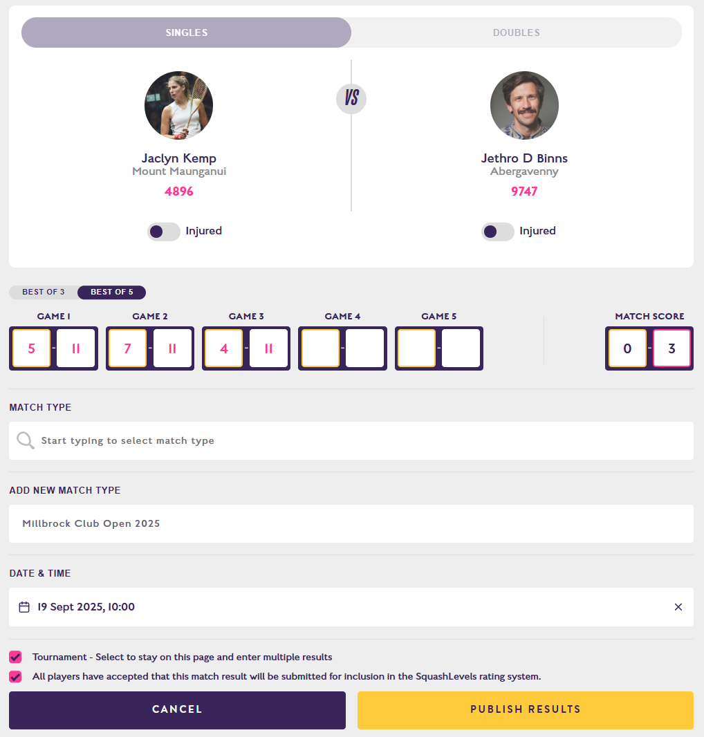 I am running a tournament and would like to enter the results – LevelTech